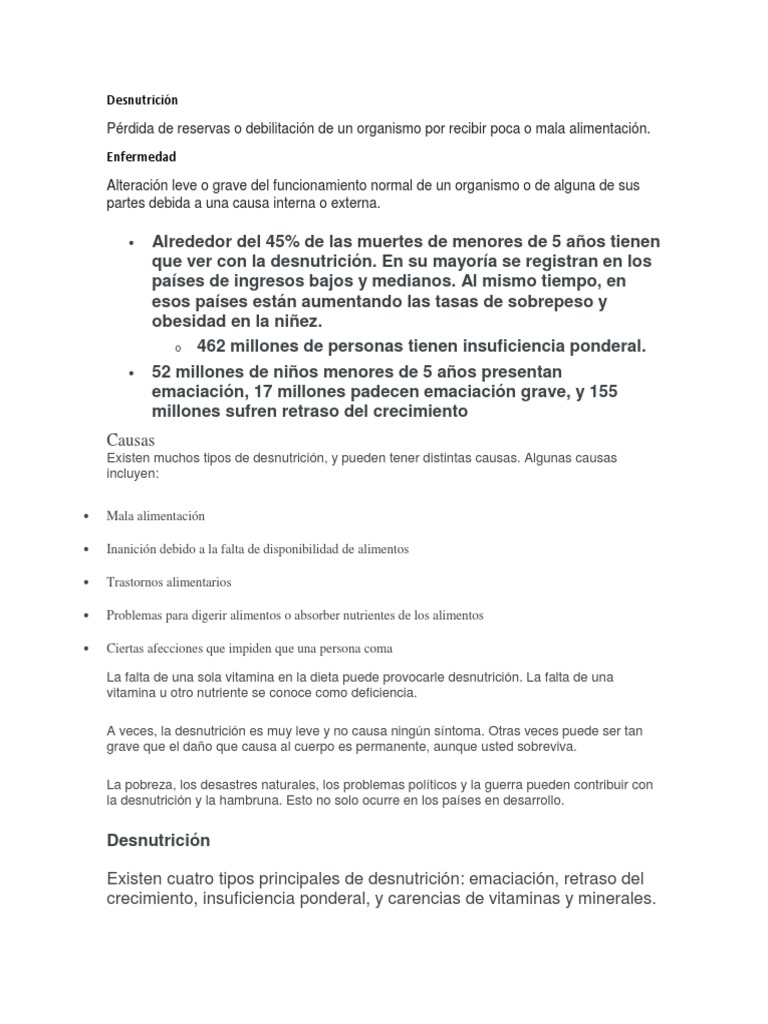 Desnutricion Pdf Desnutrición Unicef