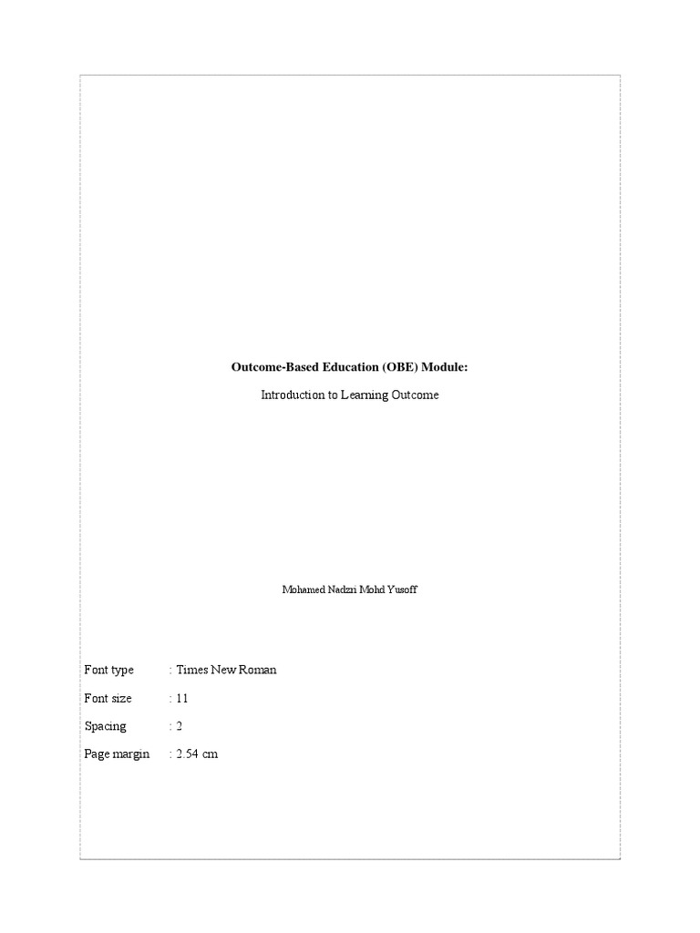 OBE Learning Outcome Module PDF | PDF | Reading Comprehension | Curriculum