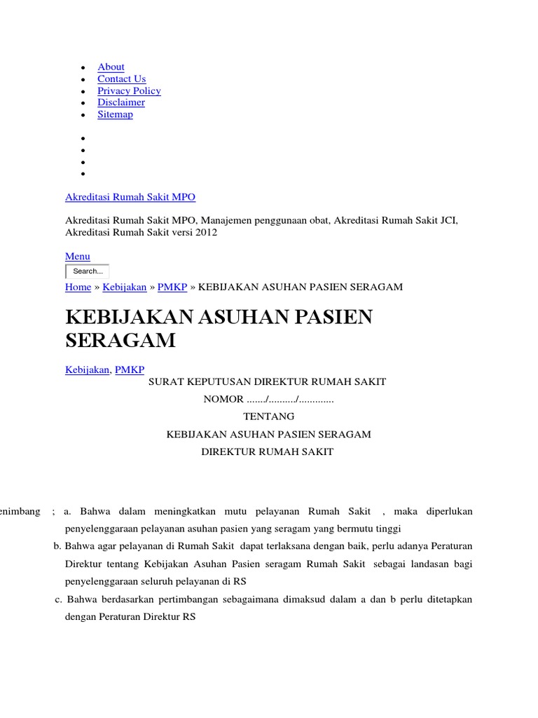 Contoh Regulasi Asuhan Seragam | PDF