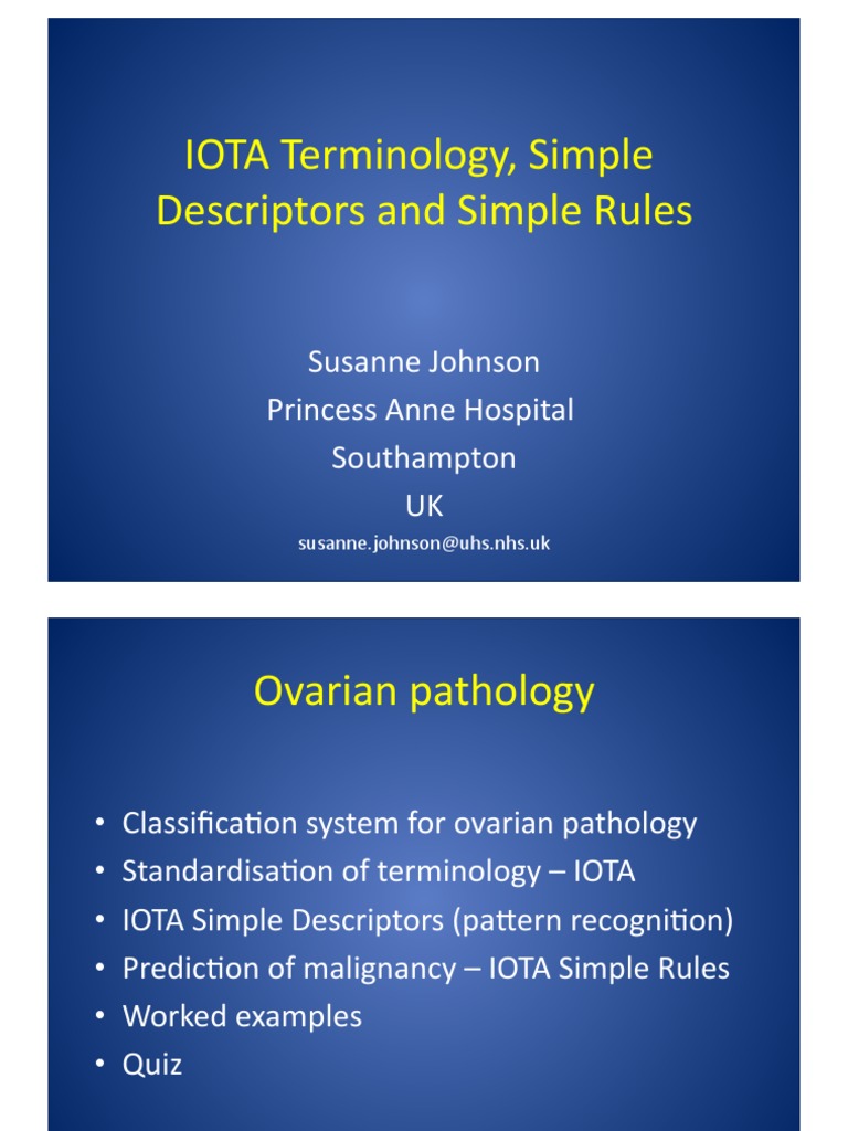 IOTA - Simple - Rules - Susanne - Johnson 2 PDF | PDF | Ovarian Cancer ...