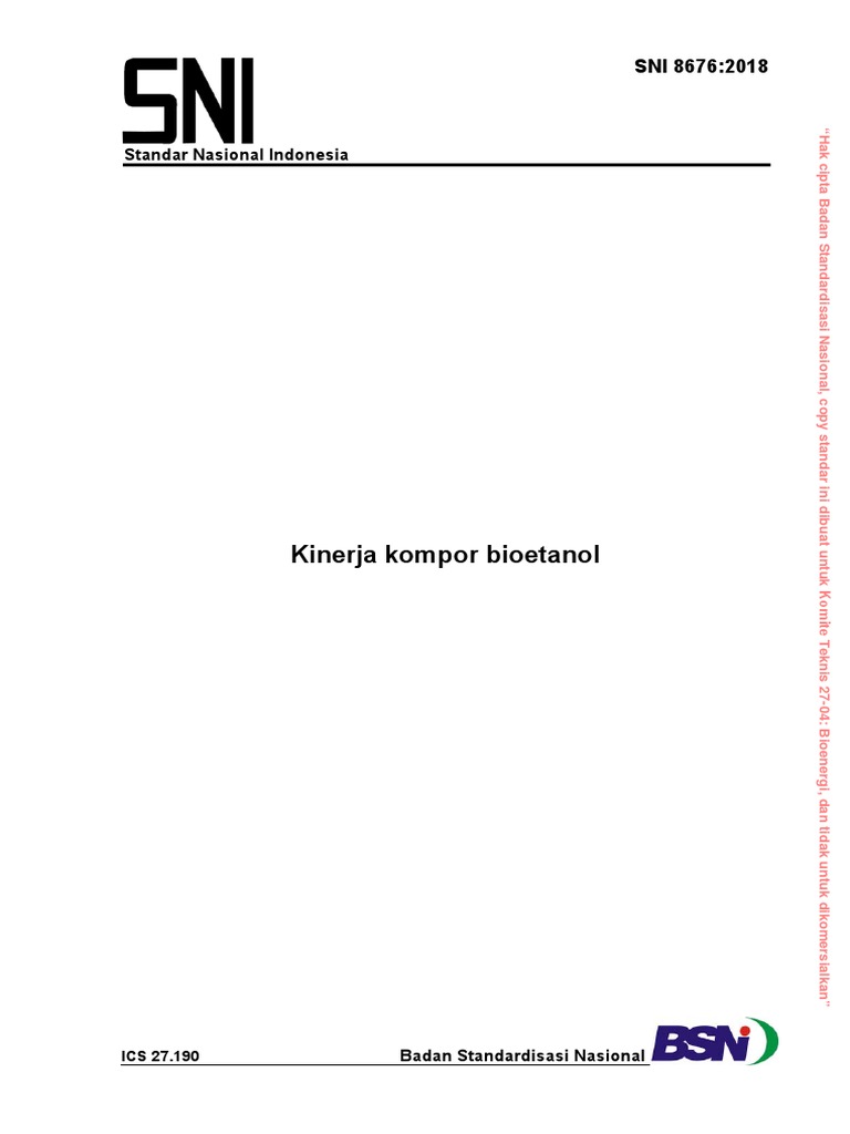 SNI 8676-2018 - Kinerja Kompor Bioetanol | PDF