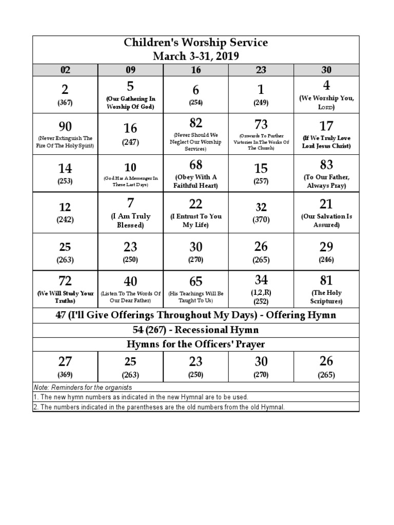 3 CWS March Lineup | PDF | Hymns | Lord's Prayer