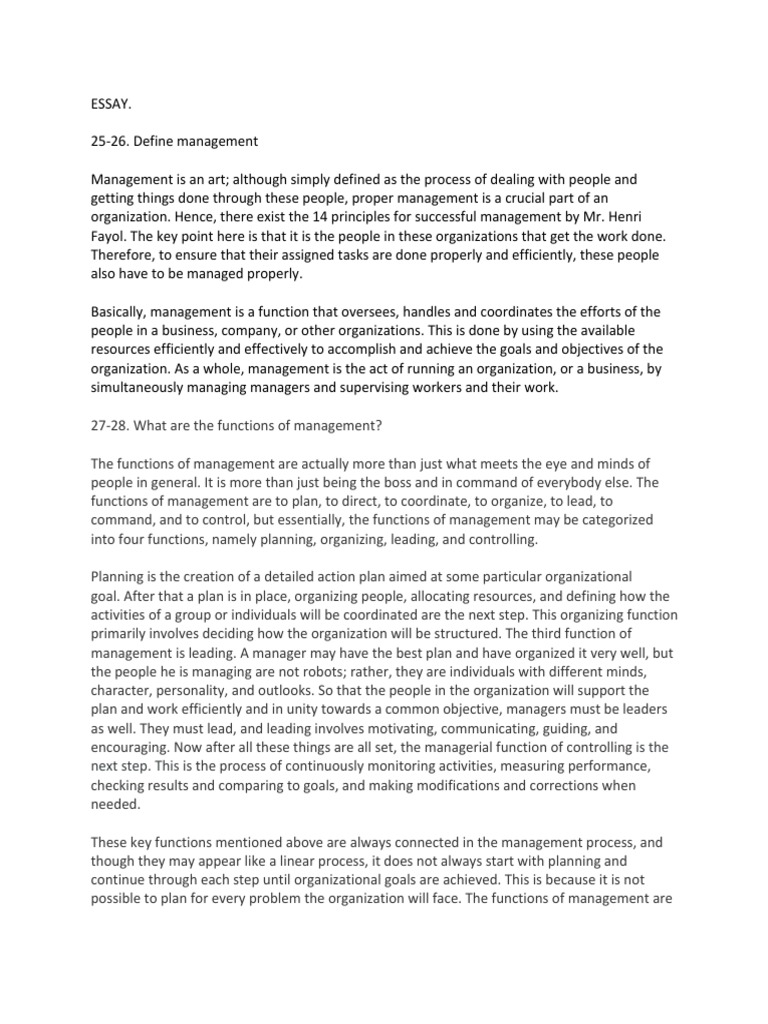 Organization and Management Essay | PDF | Decentralization | Goal