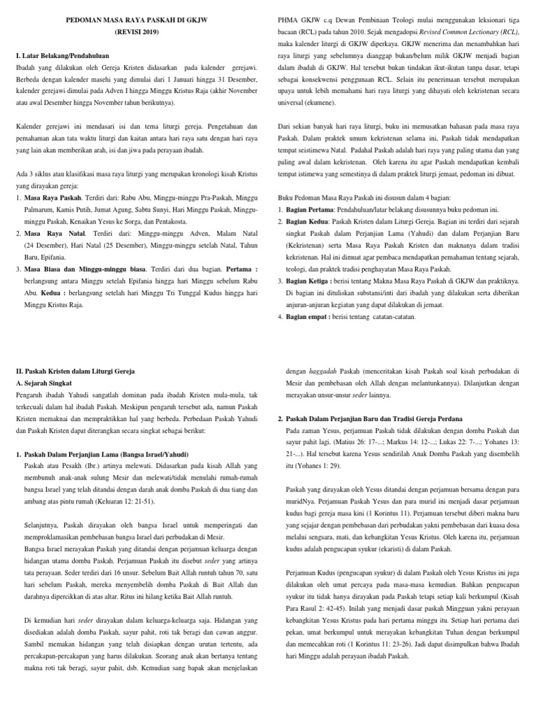 PEDOMAN MASA RAYA PASKAH DI GKJW (Rev | PDF | Filsafat | Agama & Spiritualitas