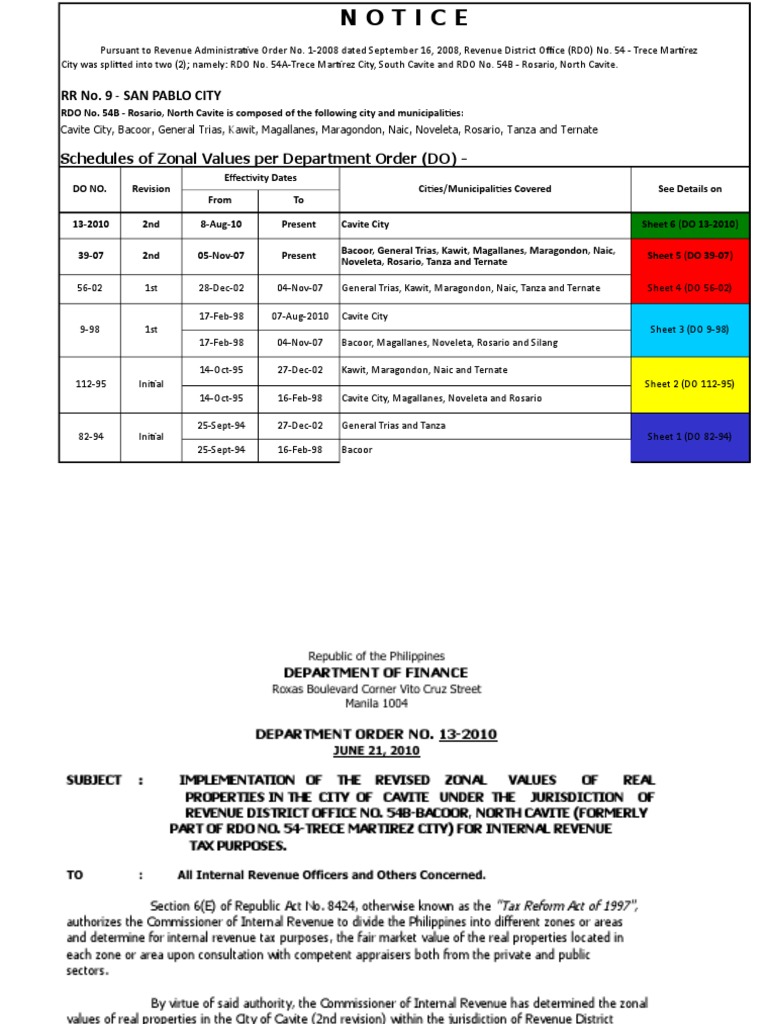 RDO No. 54B - Rosario, North Cavite | PDF | Market Value | Taxes