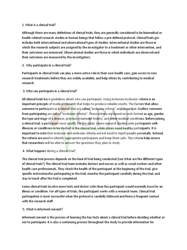 Interview Question Clinical Trials | PDF | Clinical Trial | Adverse Effect
