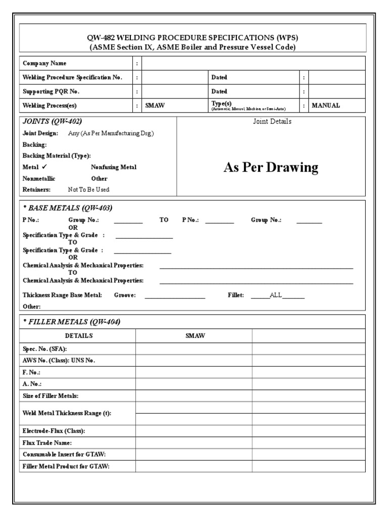 Wps Format | PDF | Welding | Construction