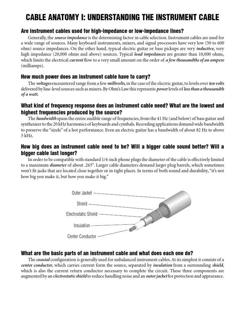 Understanding Instrument Cables | PDF