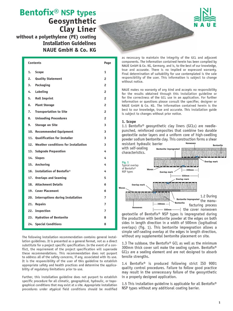 Bentofix (R) Installation Guidelines | PDF | Soil | Pipe (Fluid Conveyance)