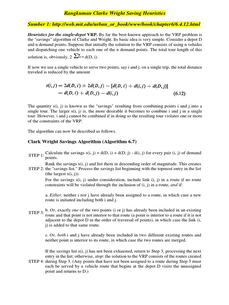 ClarkeWright Saving Heuristics | PDF | Computer Programming | Discrete ...