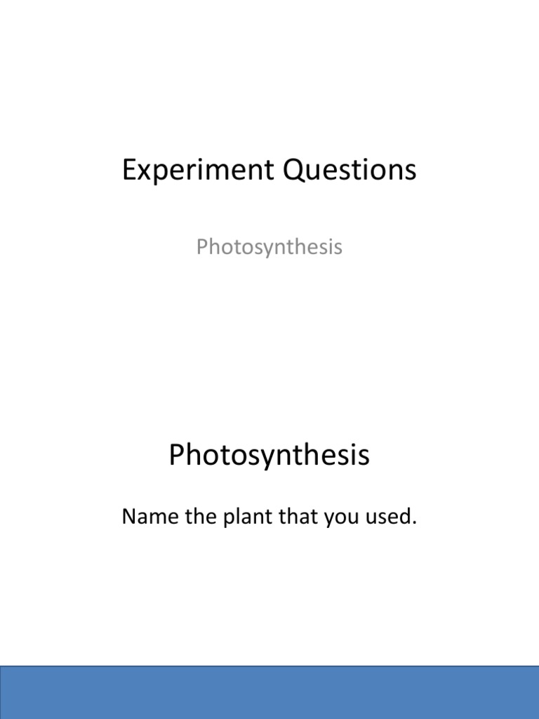 Experiment Questions: Photosynthesis | Download Free PDF ...