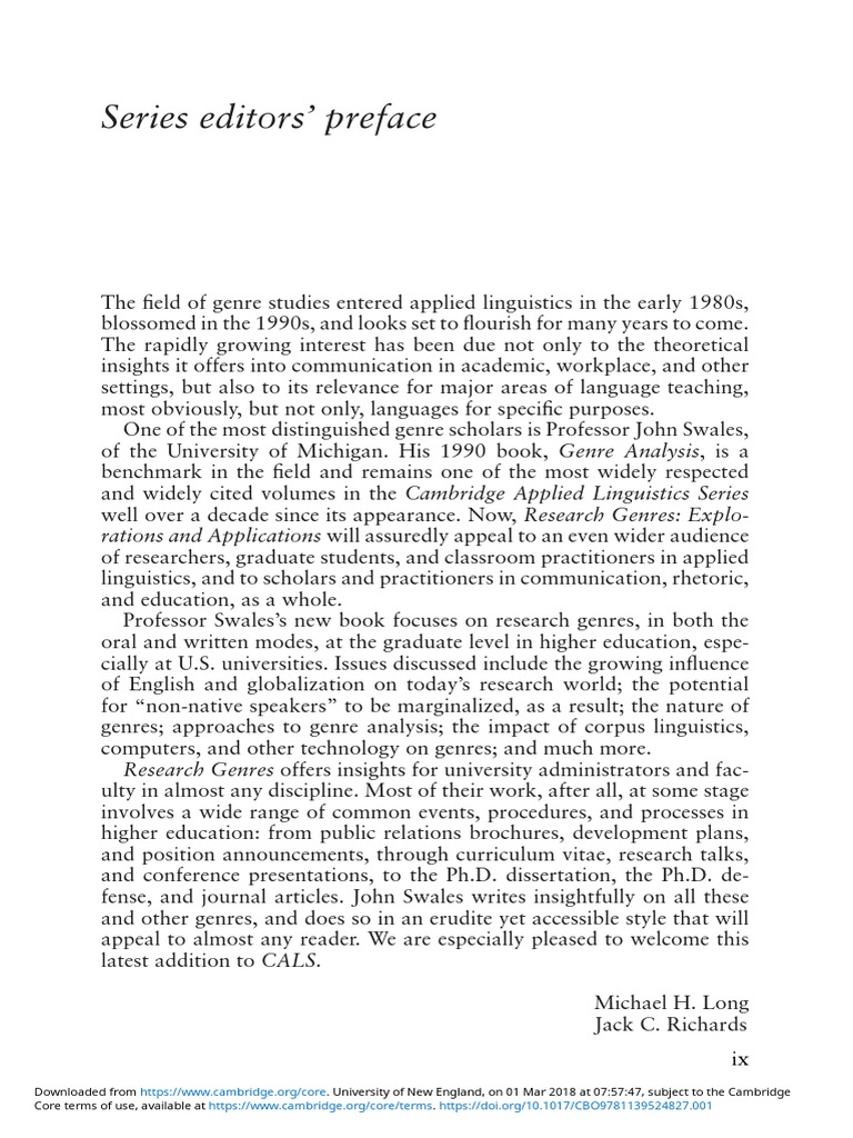 Series Editors Preface | PDF | Linguistics | Genre