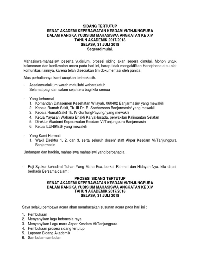 Bacaan Acara Yudisium | PDF