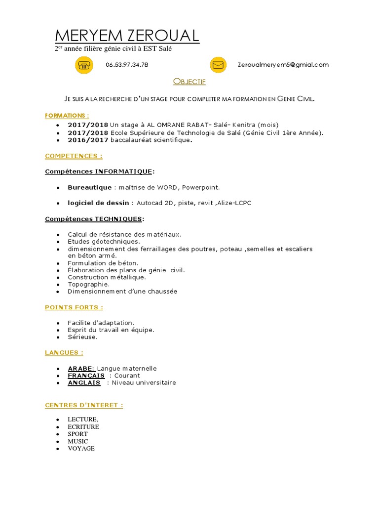 CV Meryem Zeroual 1 | PDF