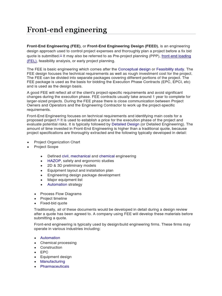 Front-End Engineering: Front-End Engineering (FEE), or Front-End ...