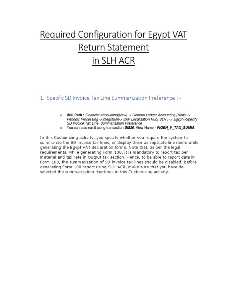 Egypt VAT Return Configurations Note 2538979 | PDF | Value Added Tax ...