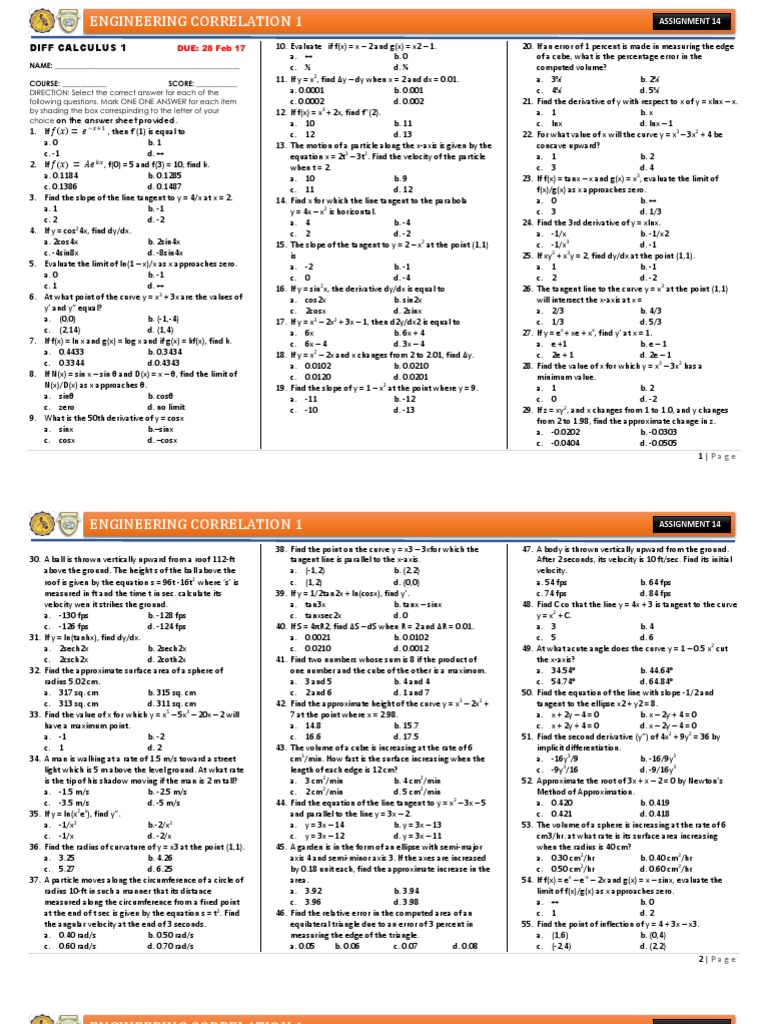 Diff Calc 1 | PDF | Tangent | Area