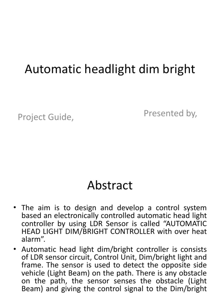 Automatic Headlight Dim Bright Pdf Switch Headlamp