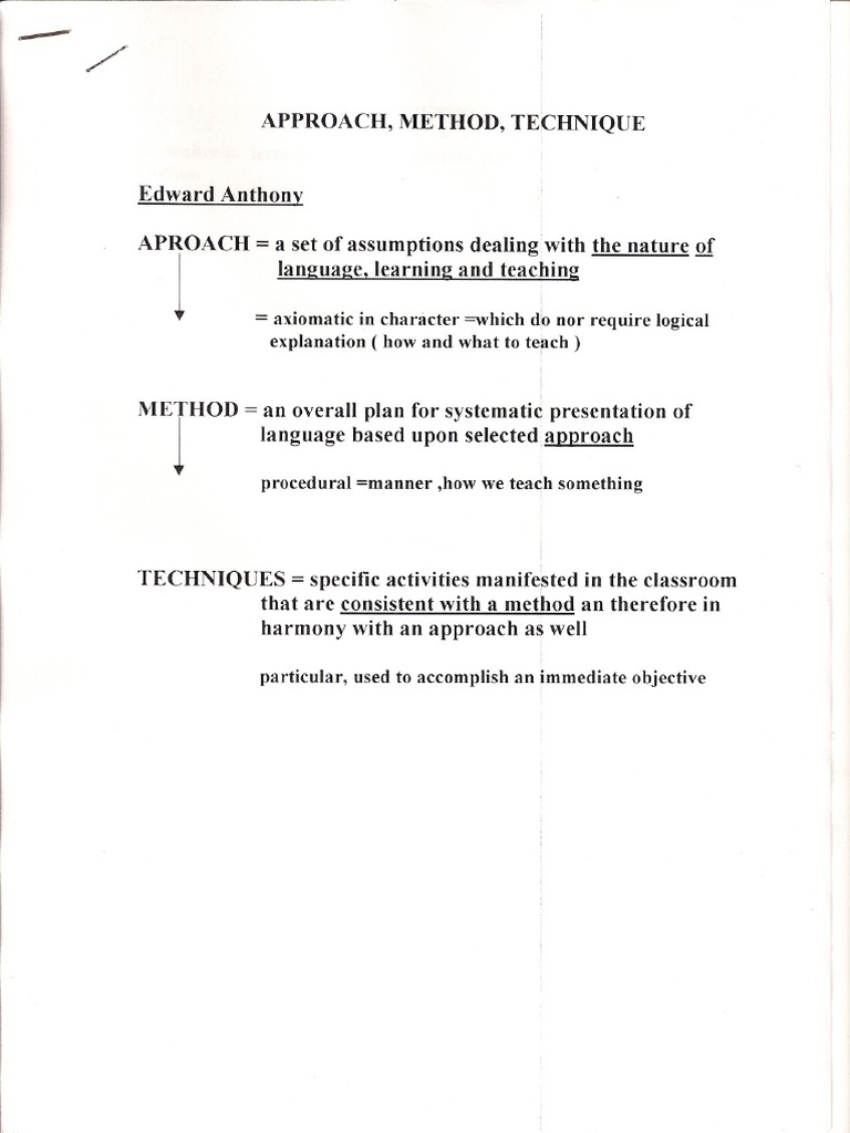 Approach, Method, Technique | PDF | Language Education | Learning