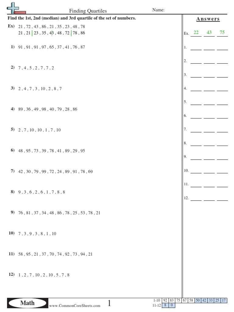 Math Quartiles Practice Sheet | PDF | Teaching Methods & Materials