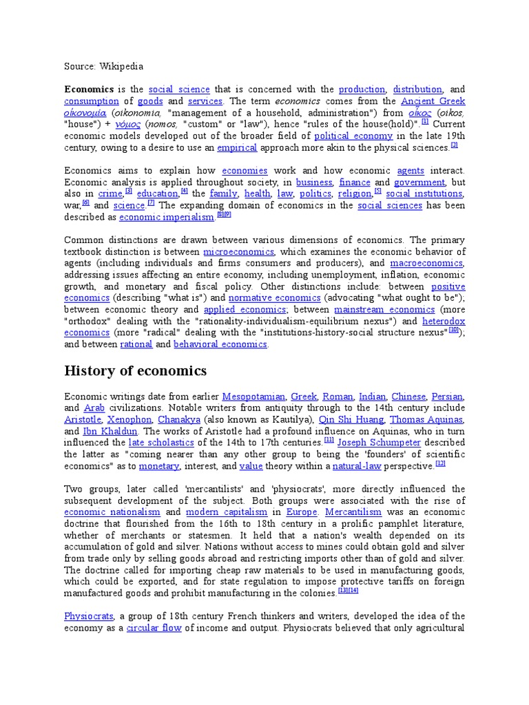 An Overview of the Development of Economic Thought from Early ...