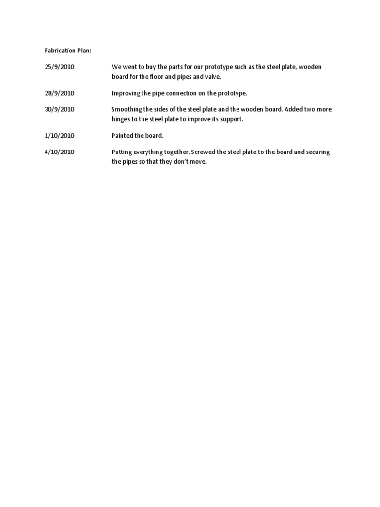 Fabrication Plan | PDF
