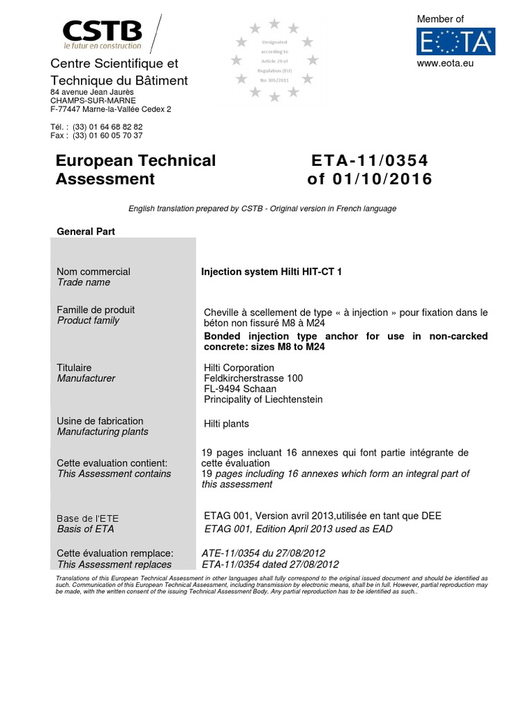 CT1 CSTB Eta-11 0354 | PDF | Galvanization | Drill