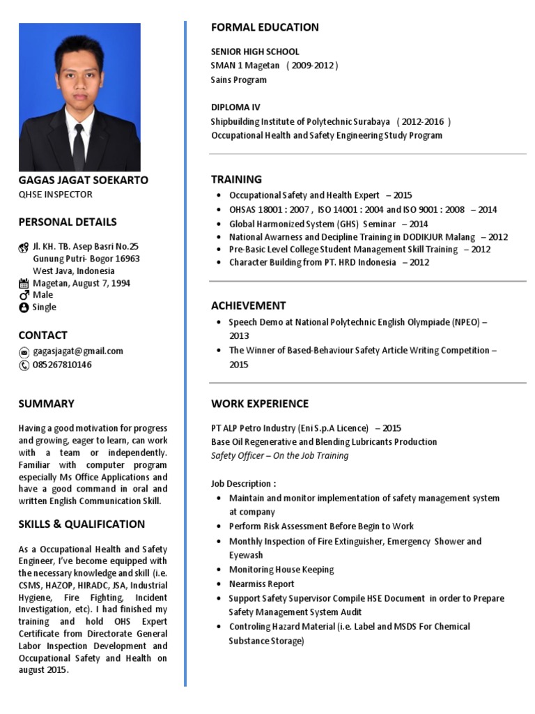 CV New Experience - No Reference | PDF | Occupational Safety And Health ...