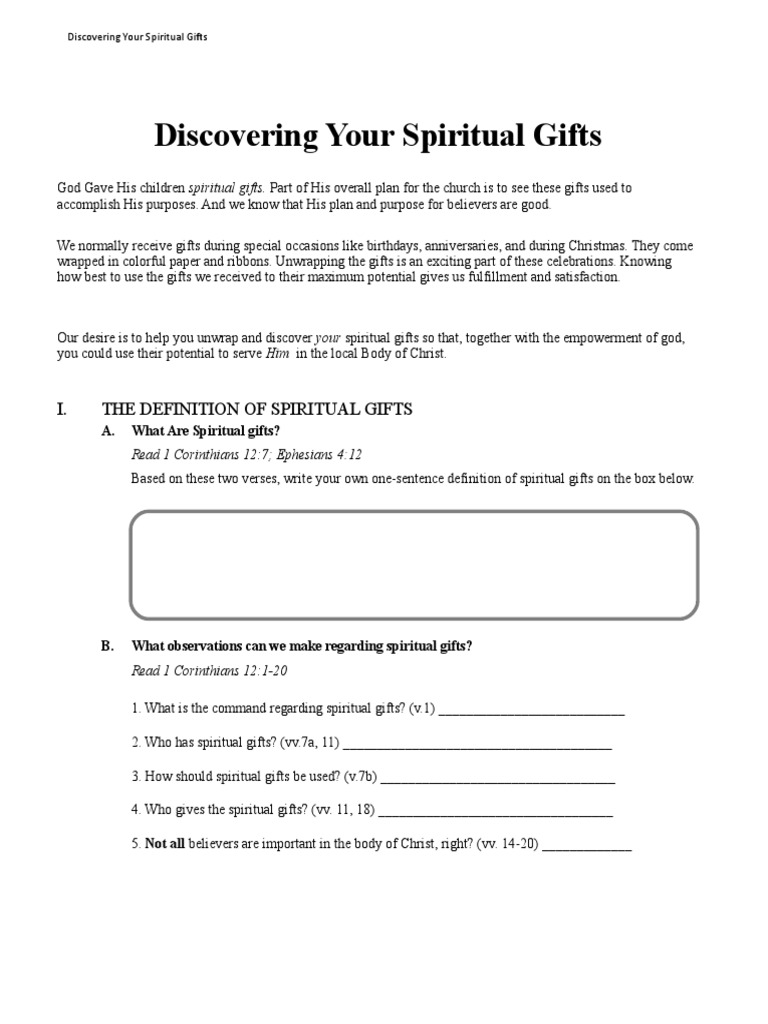 Discovering Your Spiritual Gifts TSW | PDF | Spiritual Gift | Glossolalia