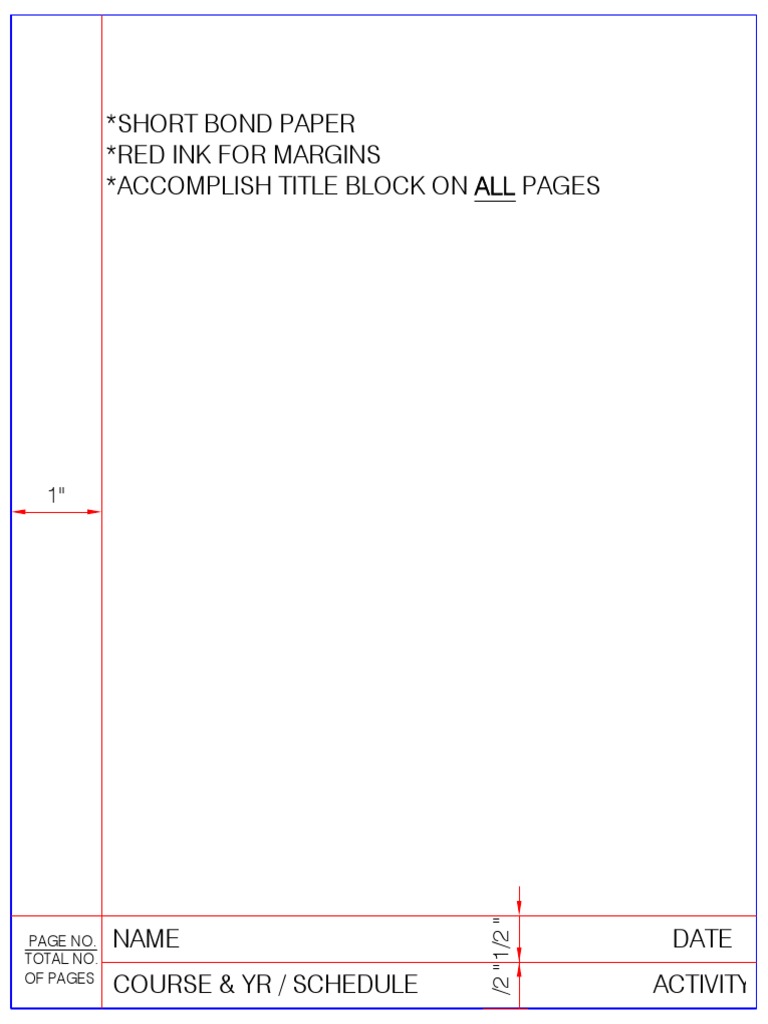 Short Bond Paper Red Ink For Margins Accomplish Title Block On All ...