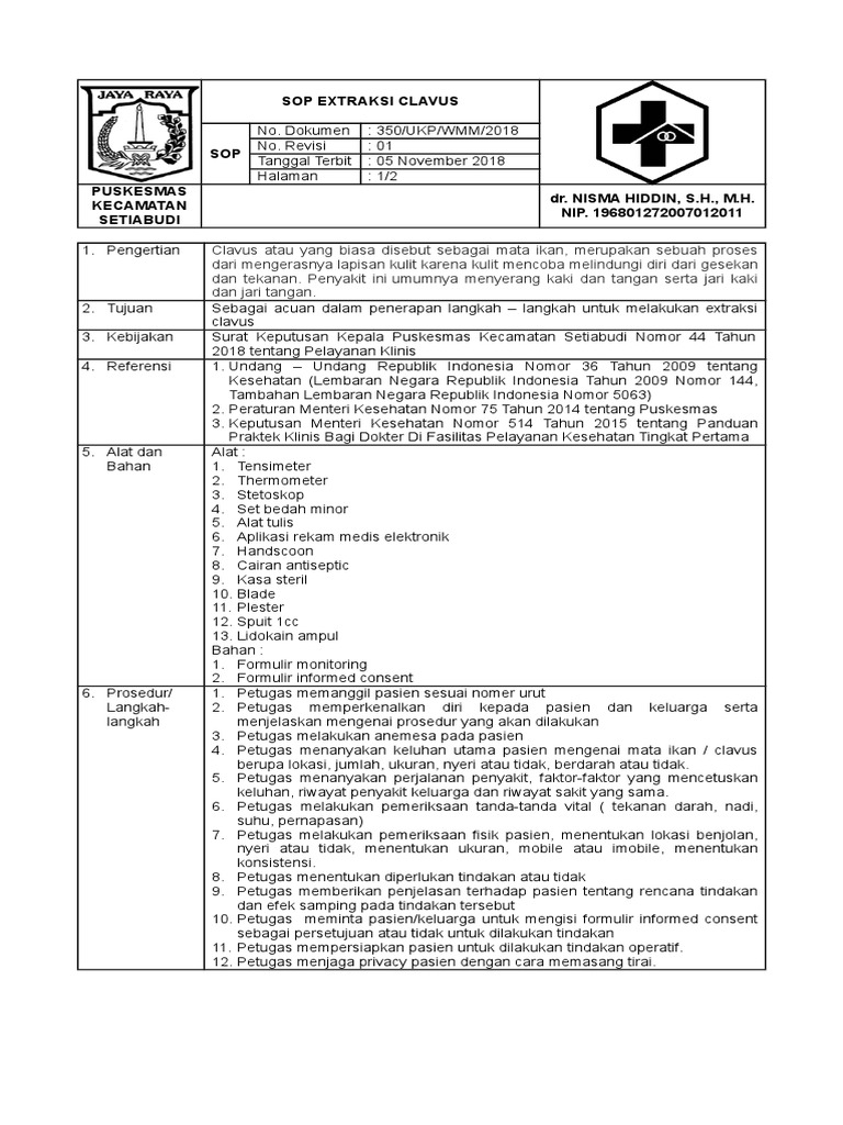 Sop Ekstraksi Clavus | PDF