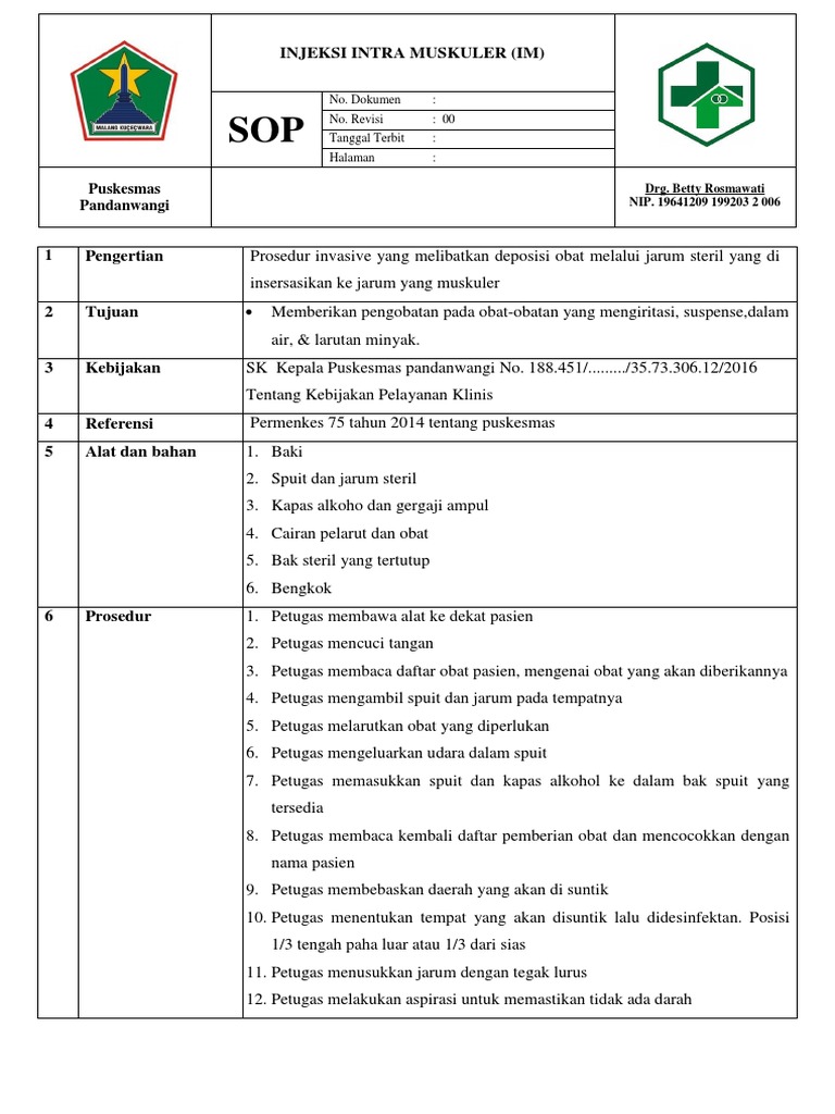 Sop Injeksi Im | PDF