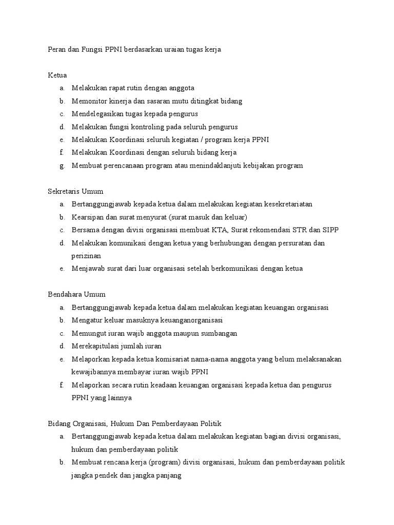 Peran dan Fungsi PPNI: Tugas Utama | PDF