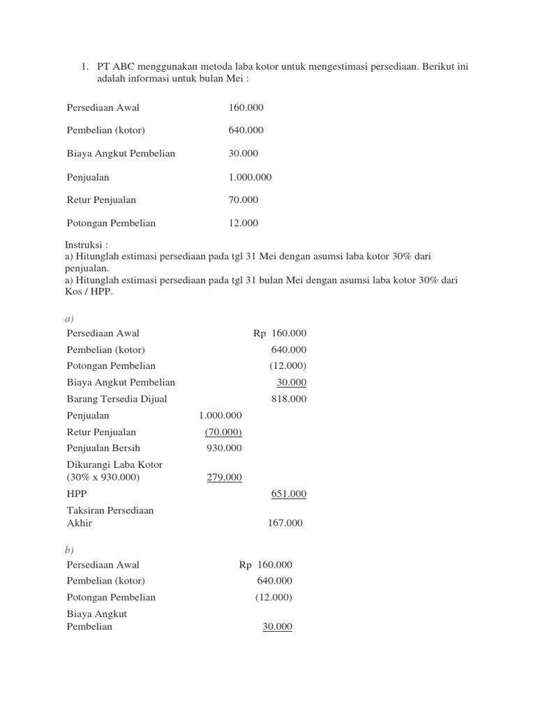 Contoh Soal Psak 14 | PDF