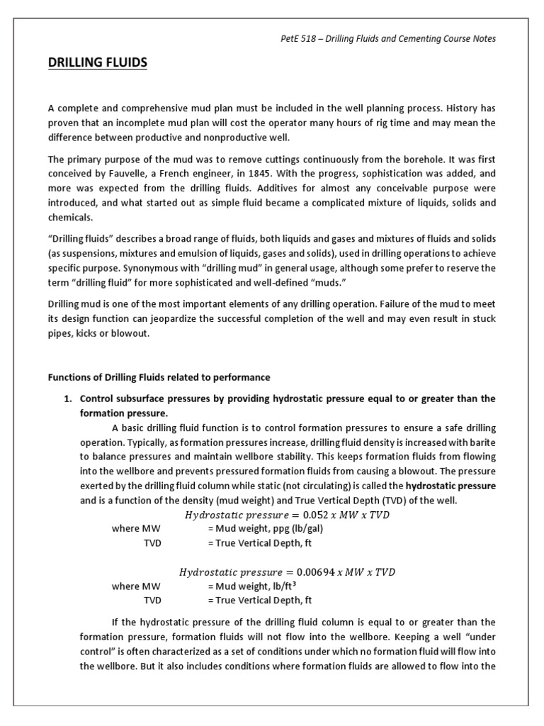 DRILLING FLUIDS Handout | PDF | Oil Well | Corrosion