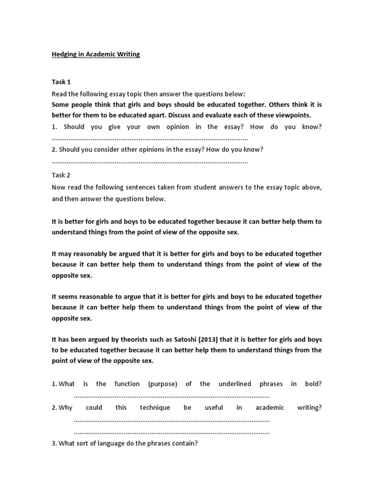 Hedging in Academic Writing | Download Free PDF | Essays | Phrase