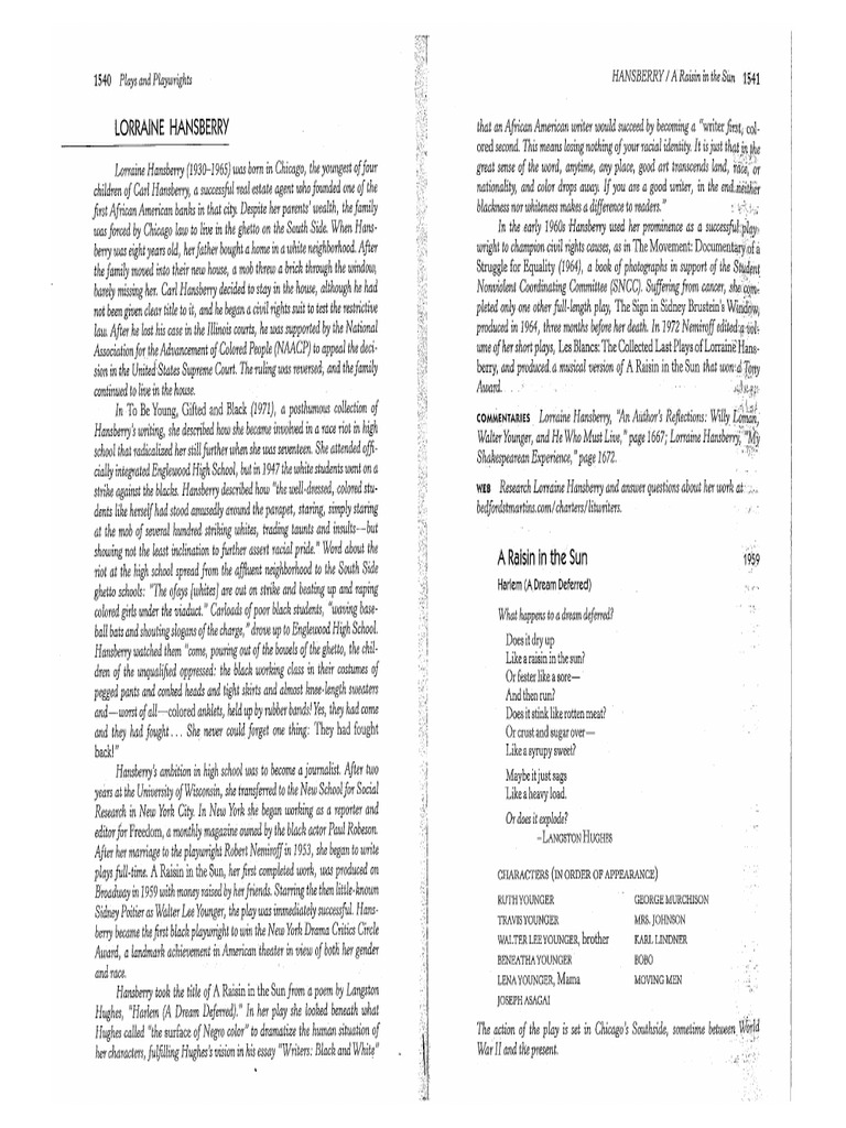 'A Raisin in The Sun' - Text PDF | PDF