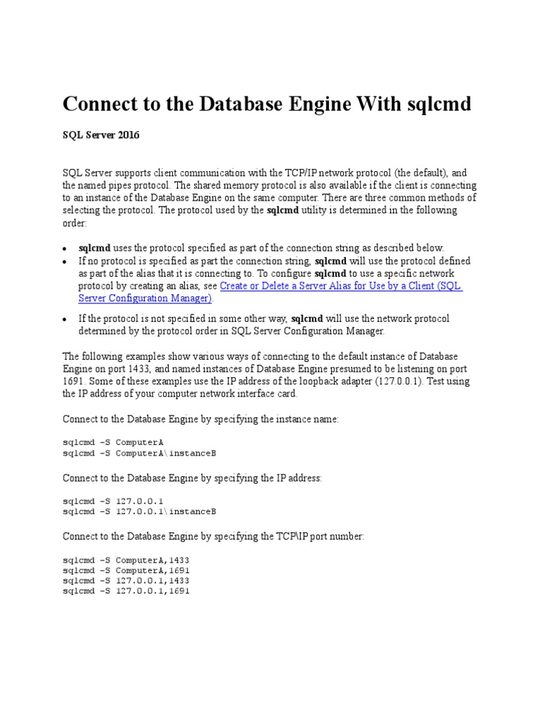 Connect Using SQLCMD | PDF | Port (Computer Networking) | Internet Protocol Suite