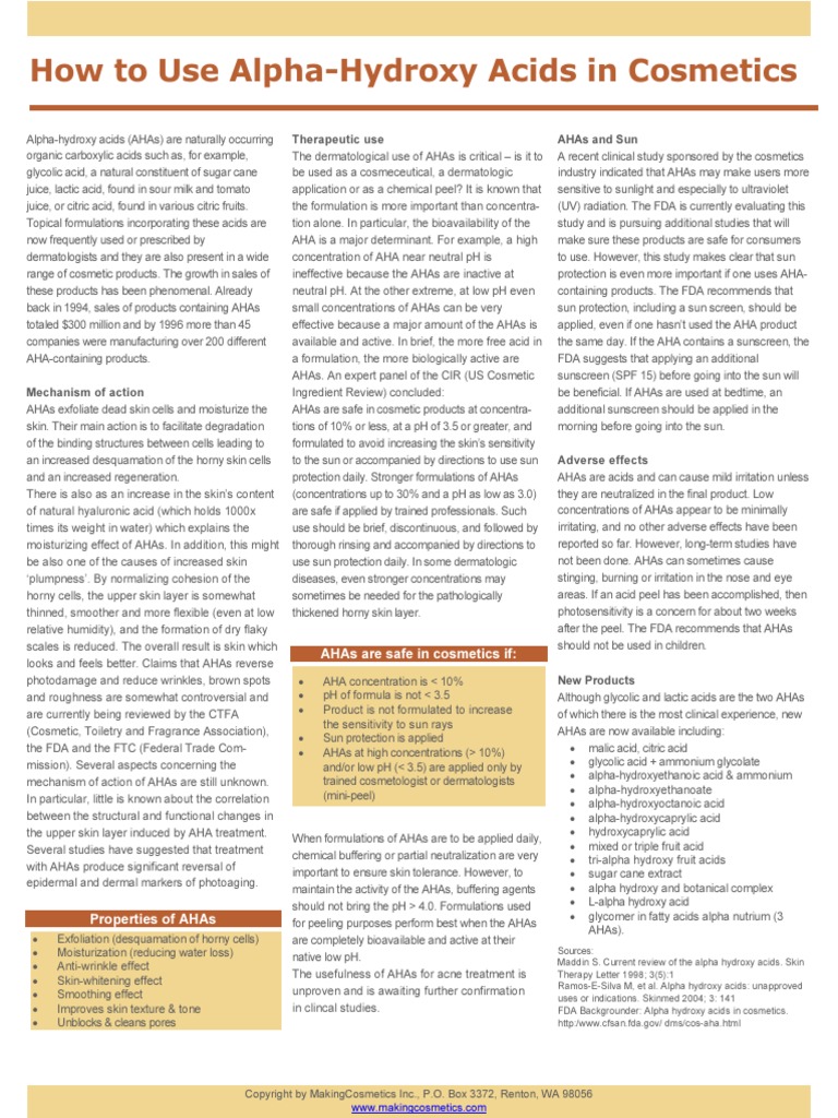How To Use Alpha-Hydroxy Acids in Cosmetics | PDF | Chemistry