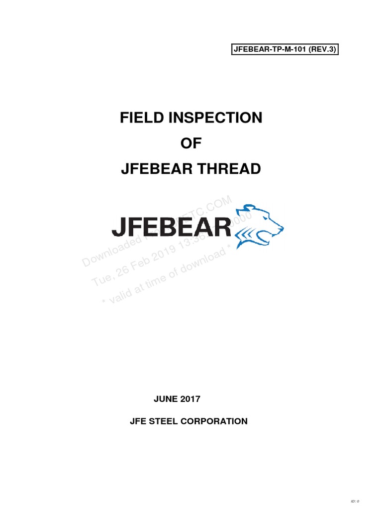 Bear - Public - JFEBEAR-TP-M-101 Rev3 Field Inspection of JFEBEAR ...