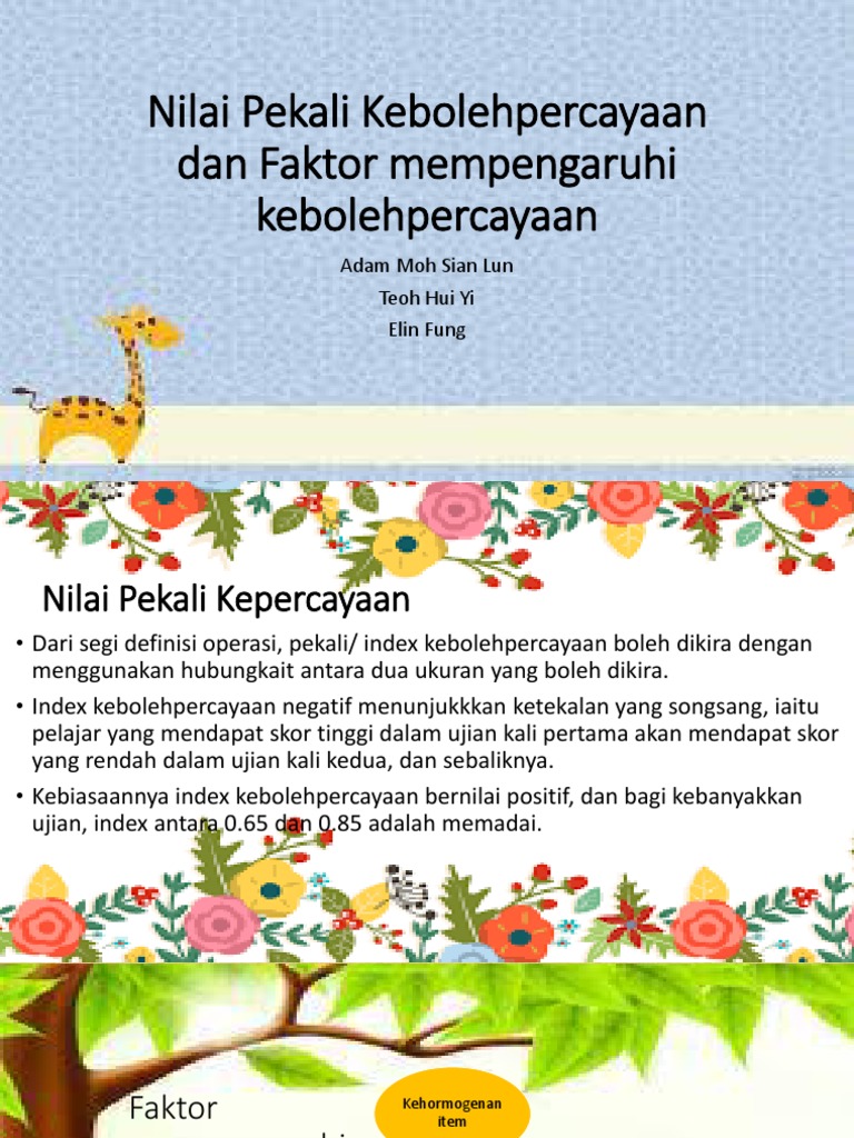 Nilai Pekali Kebolehpercayaan Dan Faktor Mempengaruhi Kebolehpercayaan ...