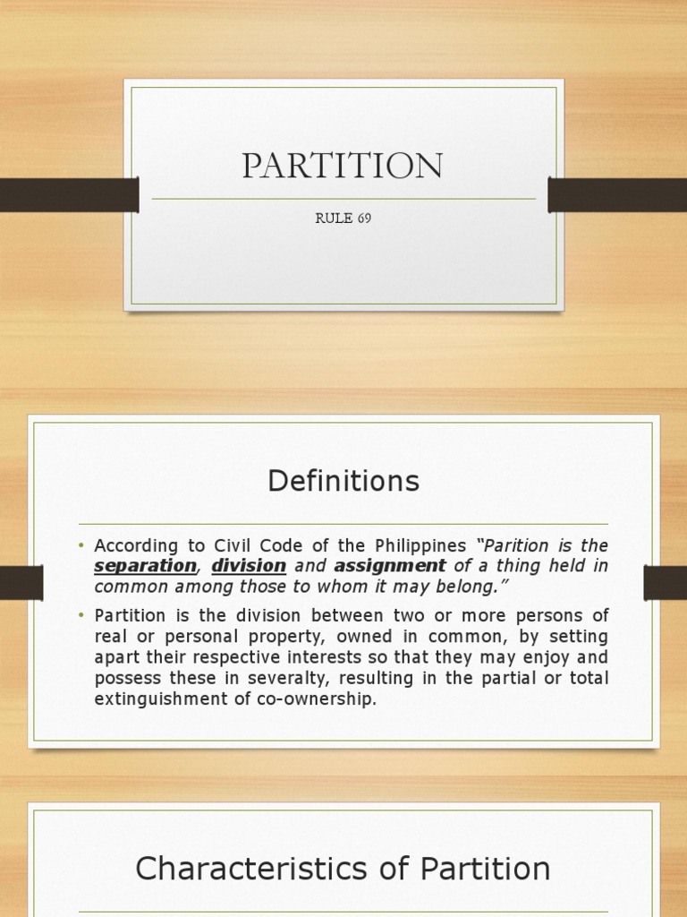 PARTITION | PDF | Concurrent Estate | Real Property