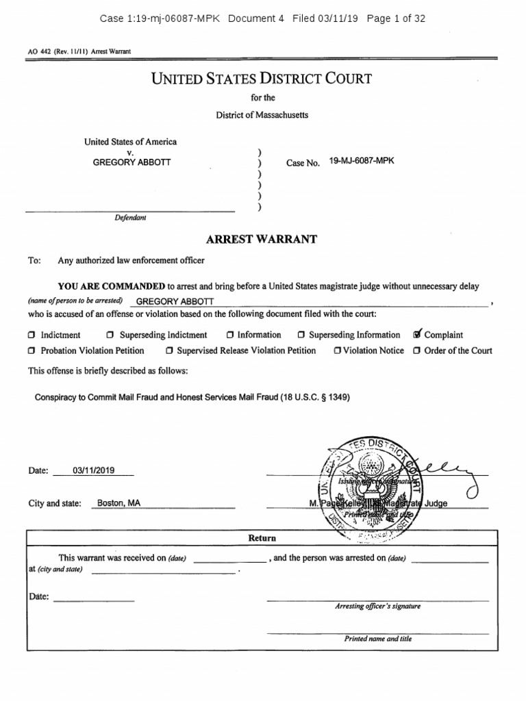 College Admissions Bribery Indictment | PDF | Arrest | Arrest Warrant