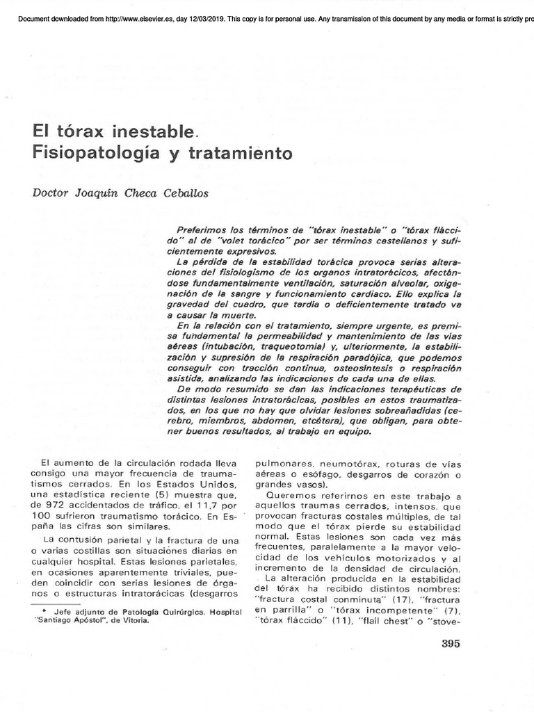 El Tórax Inestable. Fisiopatología Y Tratamiento: Doctor Joaquín Checa ...