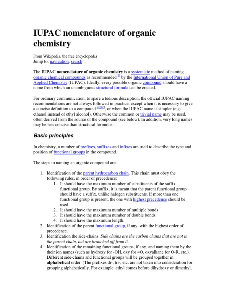 IUPAC Nomenclature of Organic Chemistry: Basic Principles | PDF ...