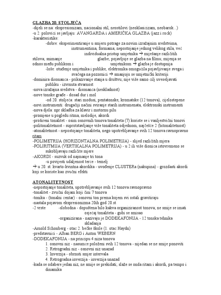 Glazba 20. Stoljeća | PDF