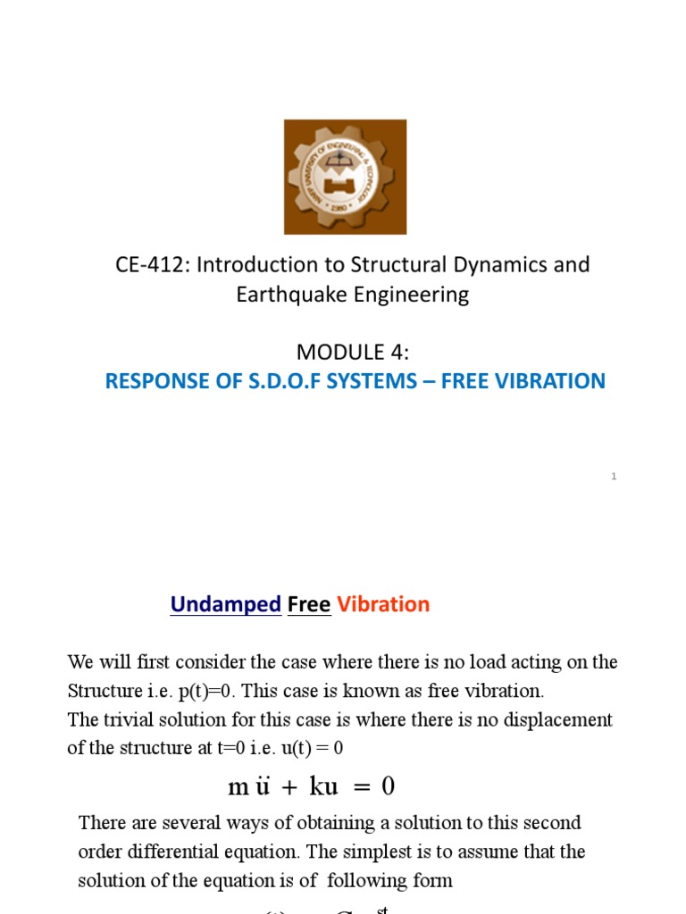Free Vibrations in SDOF Systems | PDF | Physical Quantities | Mechanics