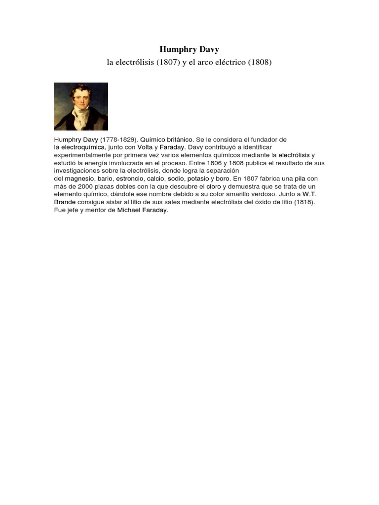 Humphry Davy | PDF | Electromagnetismo | Fuerza
