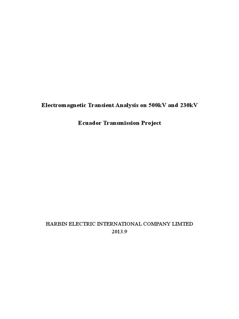 Electromagnetic Transient Analysis On 500kV and 230kV Ecuador ...