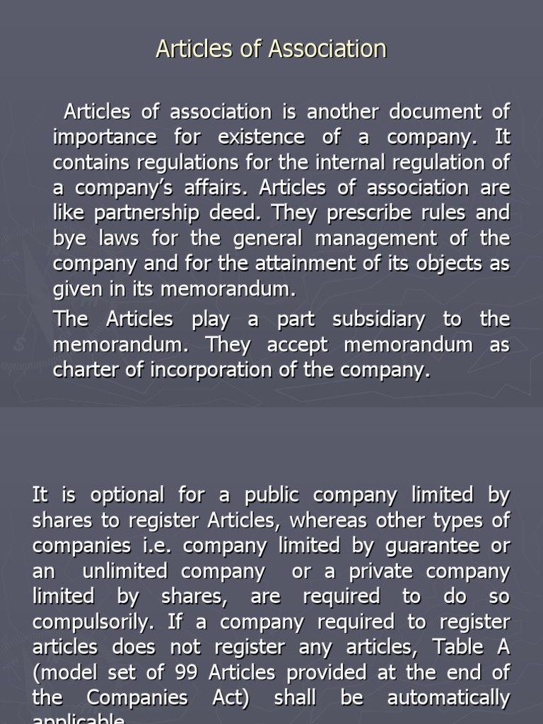 Articles of Association | PDF | Articles Of Association | Companies